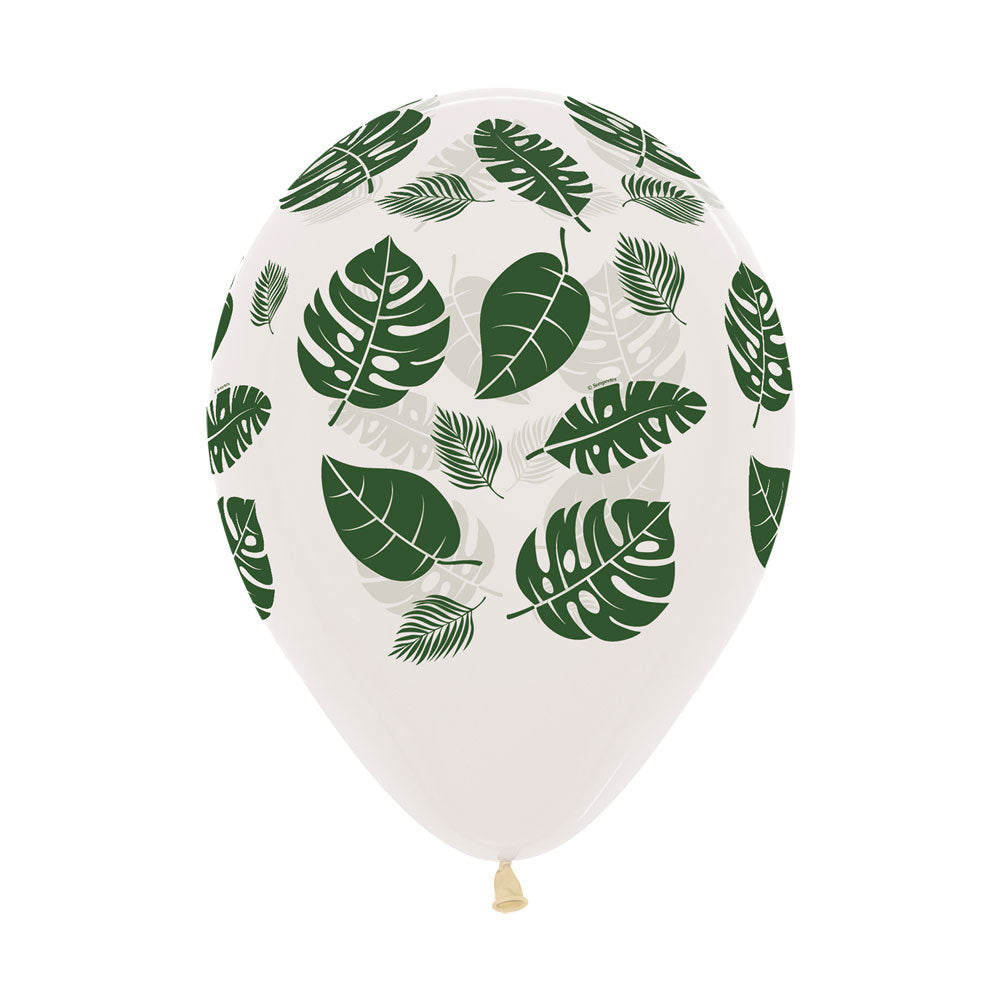 GLOBO PARA FIESTA LATEX REDONDO INFINITY HOJAS TROPICALES VERDE SELVA ...